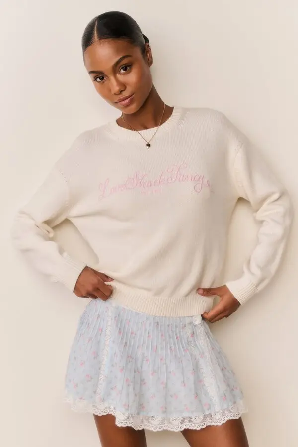 LoveShackFancy Selman Embroidered Cotton Pullover