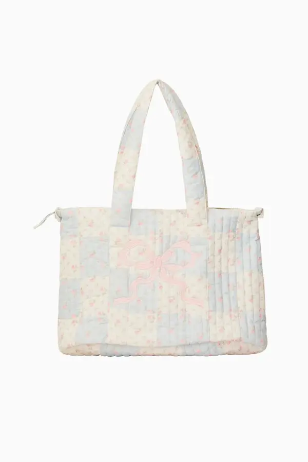 LoveShackFancy Aja Floral Patchwork Weekender Bag - Ivory Chapparal