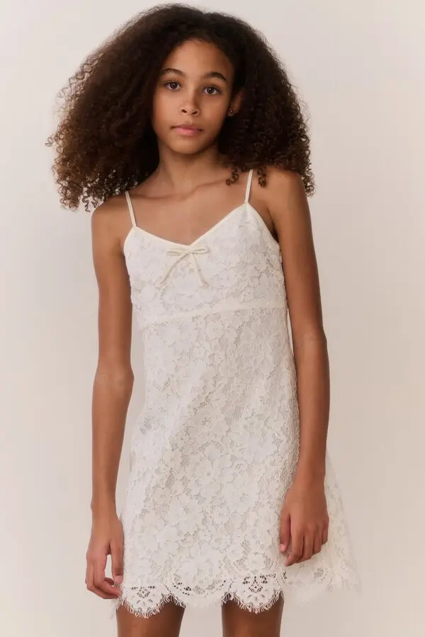 LoveShackFancy Tween Petaline Lace Mini Dress