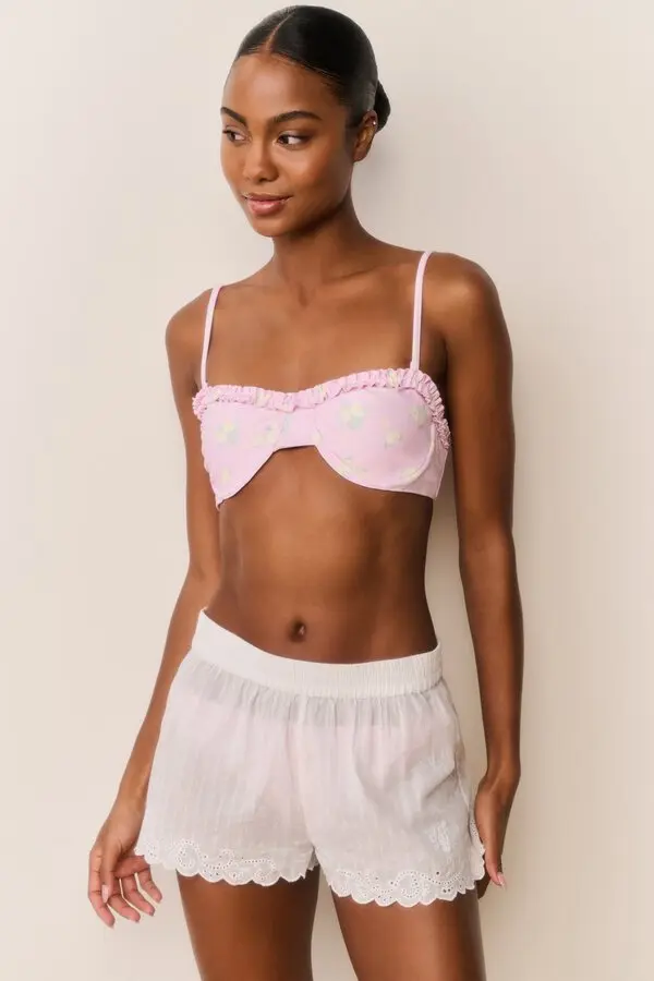 LoveShackFancy Ocean Embroidered Cotton Cover-up Shorts