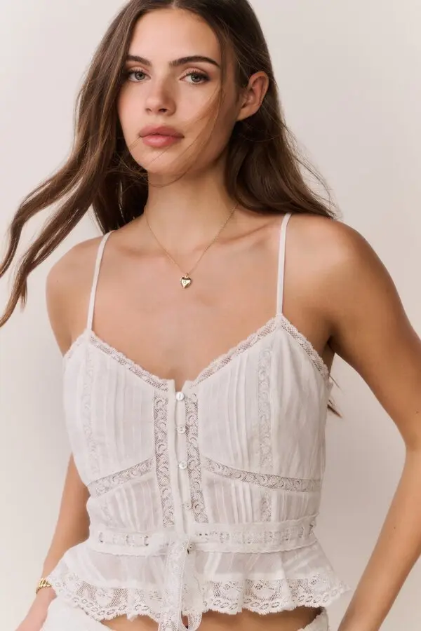 LoveShackFancy Avra Cotton Victorian Top