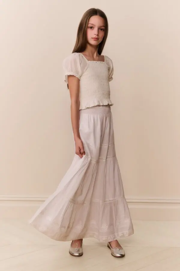 LoveShackFancy Tween Cotton Tiered Sampaio Maxi Skirt