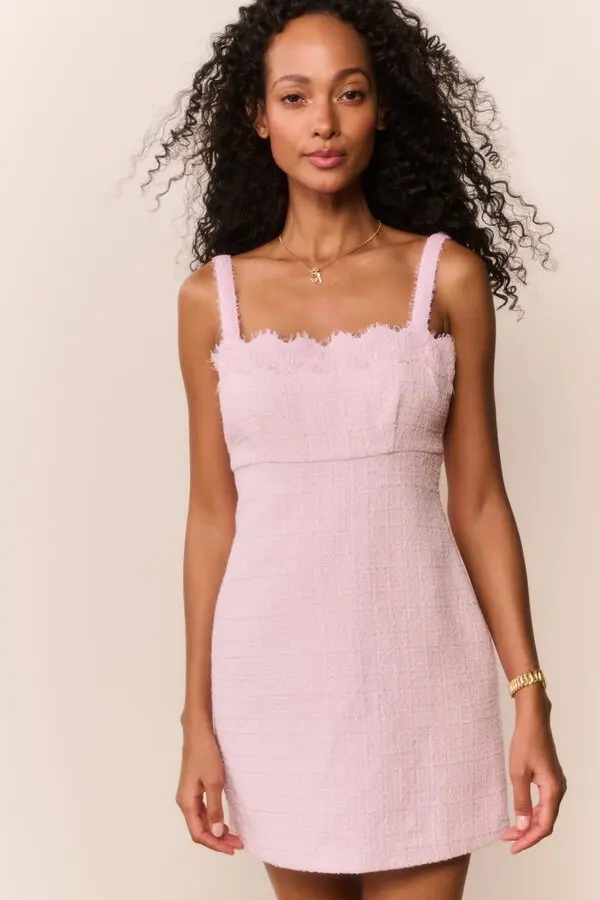 LoveShackFancy Willamina Lace Tweed Mini Dress