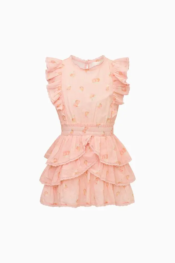 LoveShackFancy Tween Peach Pom Pom Decker Dress
