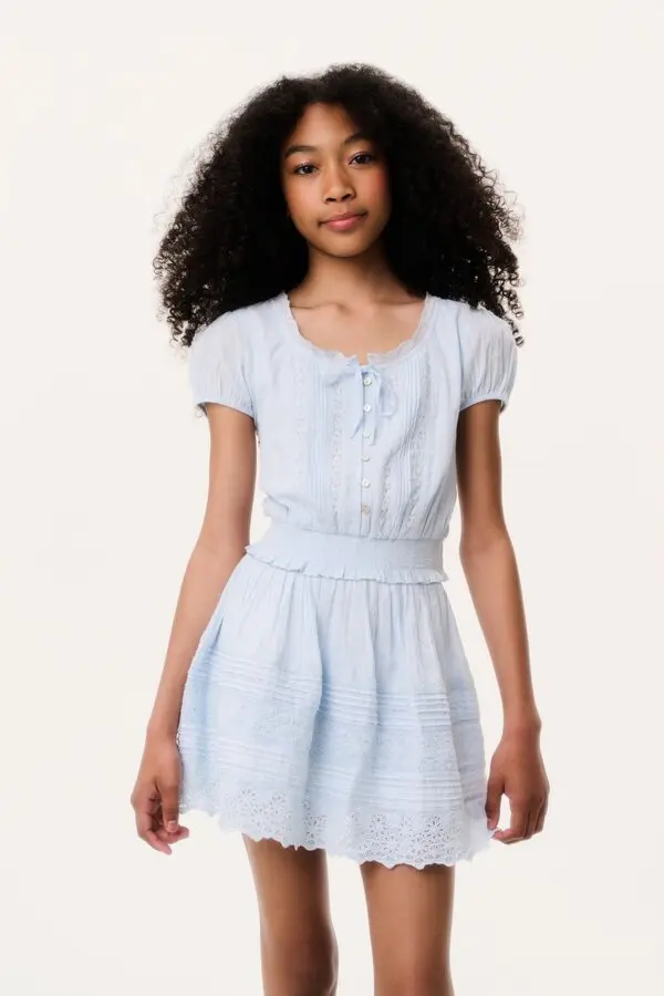 LoveShackFancy Tween Mini Sani Skirt - Blue Finch