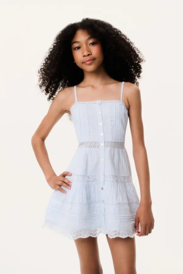 LoveShackFancy Tween Charlize Mini Dress - Blue Finch