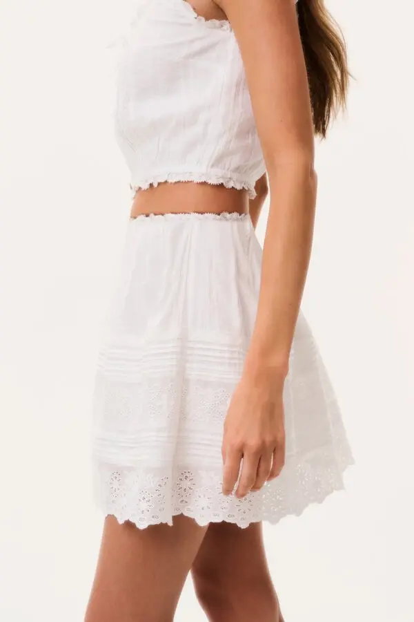 LoveShackFancy Sani Cotton Victorian Mini Skirt - Blue Finch