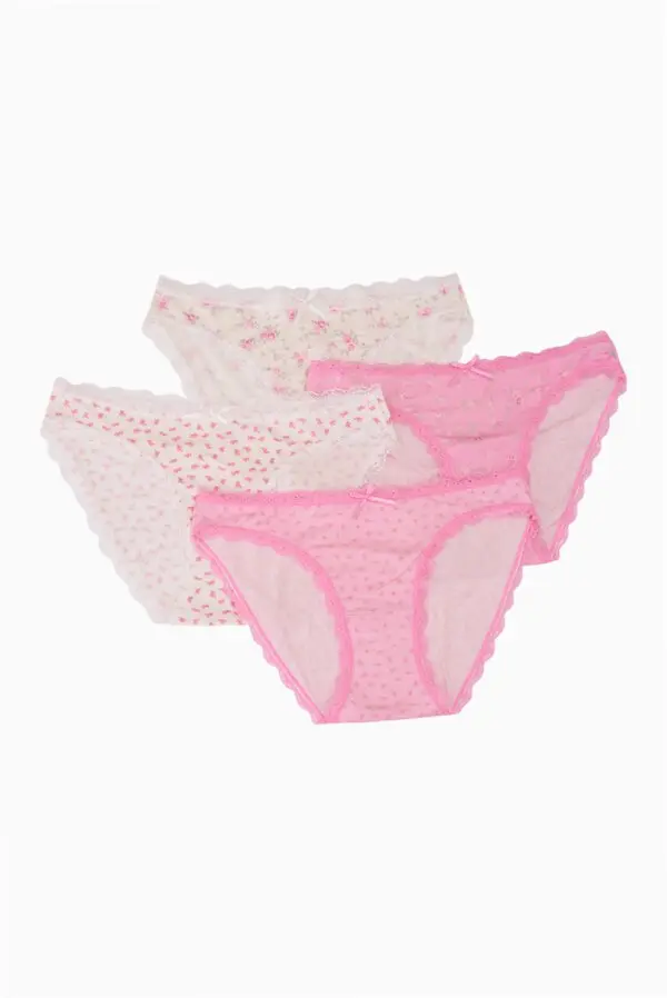 LoveShackFancy Slumber Panty Set Set Of 4 - Tickled Pink