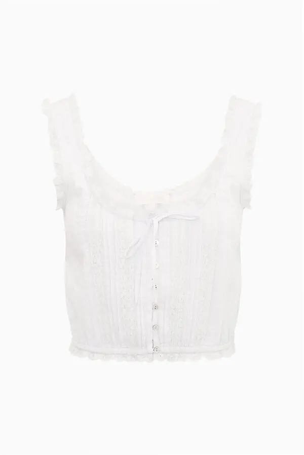 LoveShackFancy Blyss Cotton Sleeveless Top - Blue Finch