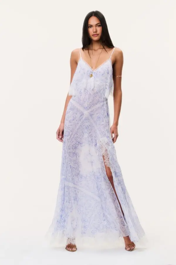LoveShackFancy Stelline Sheer Silk Maxi Dress