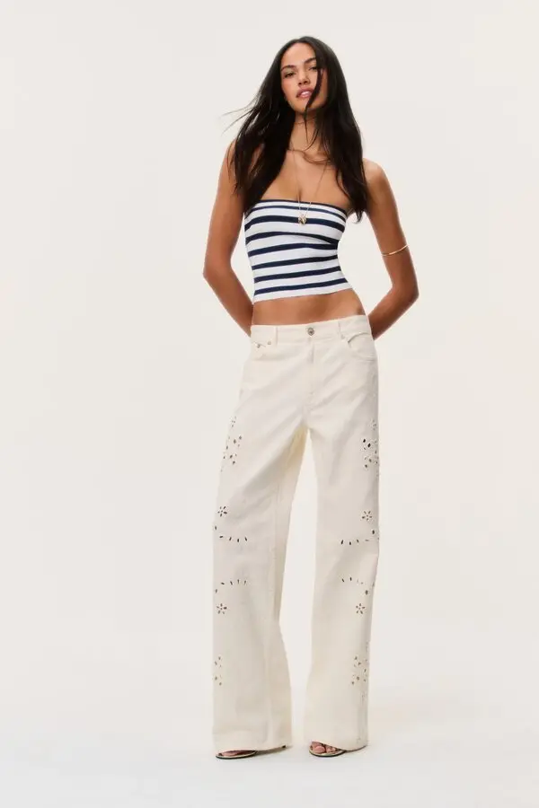 LoveShackFancy Dellah Floral Eyelet Jeans