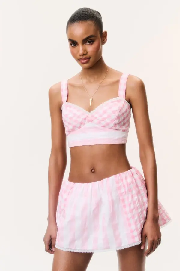 LoveShackFancy Jonie Seersucker Mini Skort