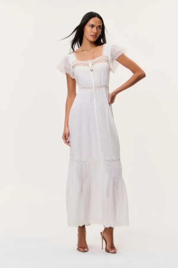 LoveShackFancy Georgine Cotton Lace Maxi Dress