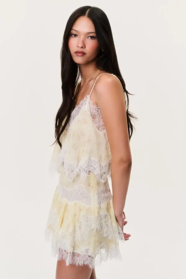 LoveShackFancy Kellison Cotton-silk Mini Skirt - Sweet Nectar