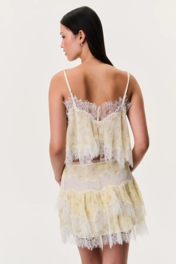 LoveShackFancy Kellison Cotton-silk Mini Skirt - Sweet Nectar