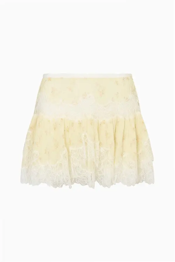 LoveShackFancy Kellison Cotton-silk Mini Skirt - Sweet Nectar
