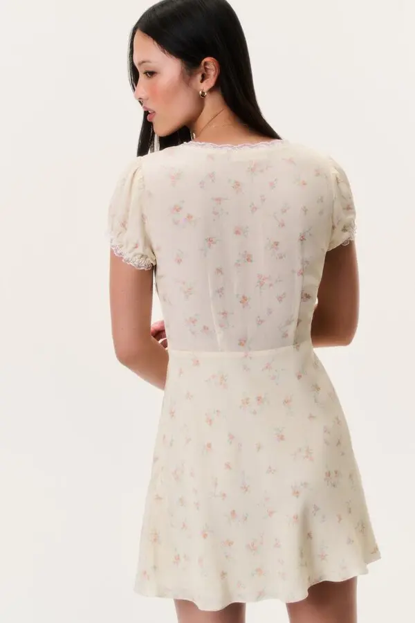 LoveShackFancy Yasmin Floral Lace-trimmed Mini Dress - Periwinkle Moon