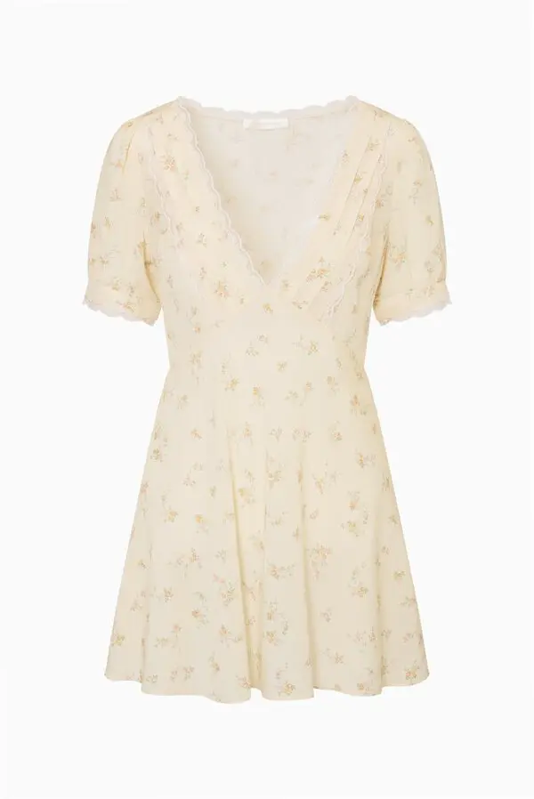 LoveShackFancy Yasmin Floral Lace-trimmed Mini Dress - Periwinkle Moon