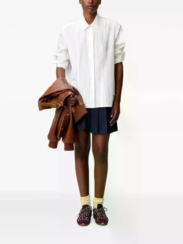 Claudie Pierlot Pleated Bib Long Sleeve Shirt