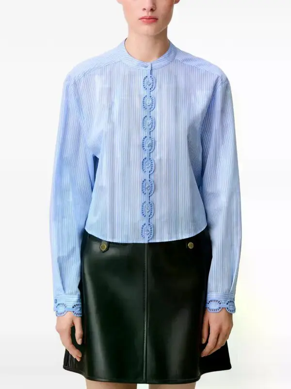 Claudie Pierlot Striped Poplin Shirt With Embroidered Details