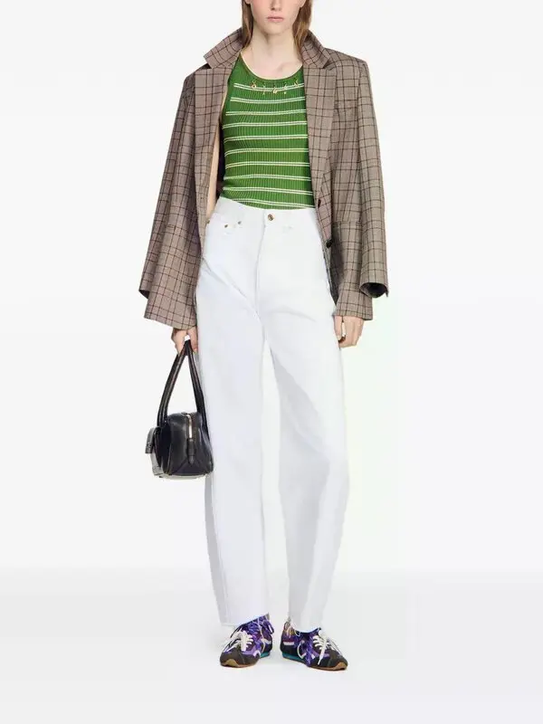 Sandro Striped Charm-embellished V-neck Sleeveless Top