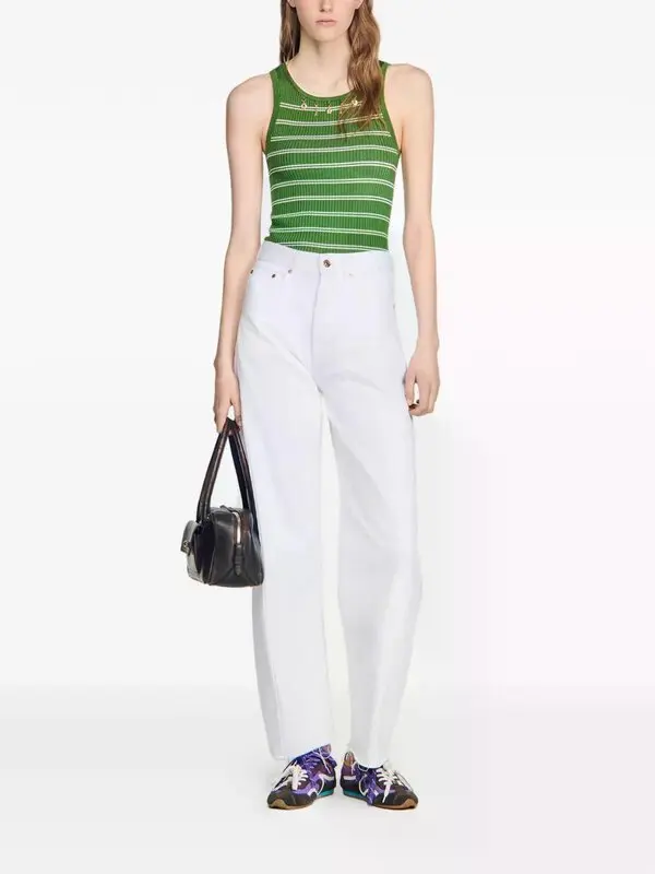 Sandro Striped Charm-embellished V-neck Sleeveless Top
