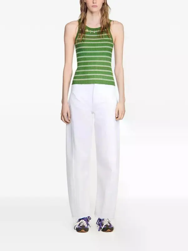 Sandro Striped Charm-embellished V-neck Sleeveless Top
