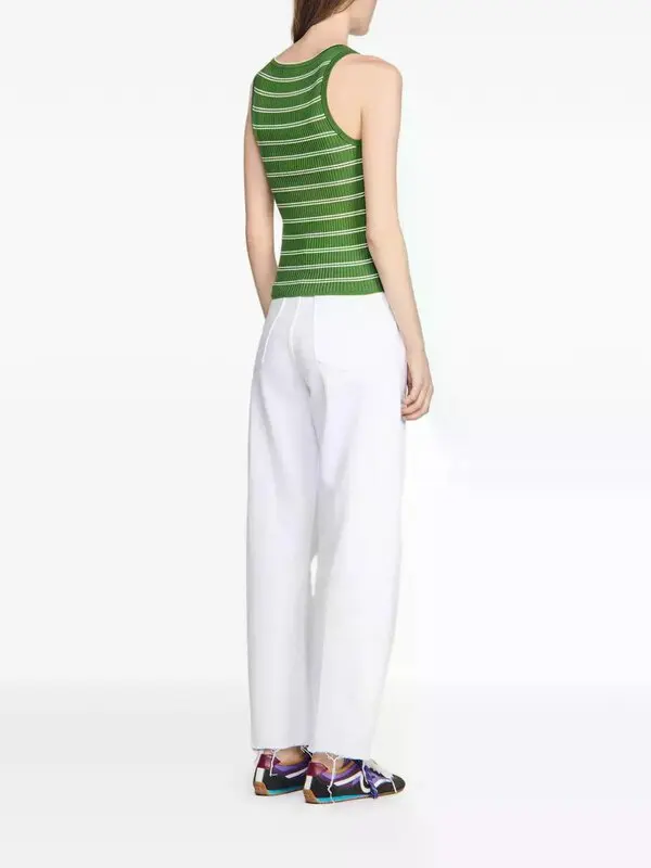 Sandro Striped Charm-embellished V-neck Sleeveless Top
