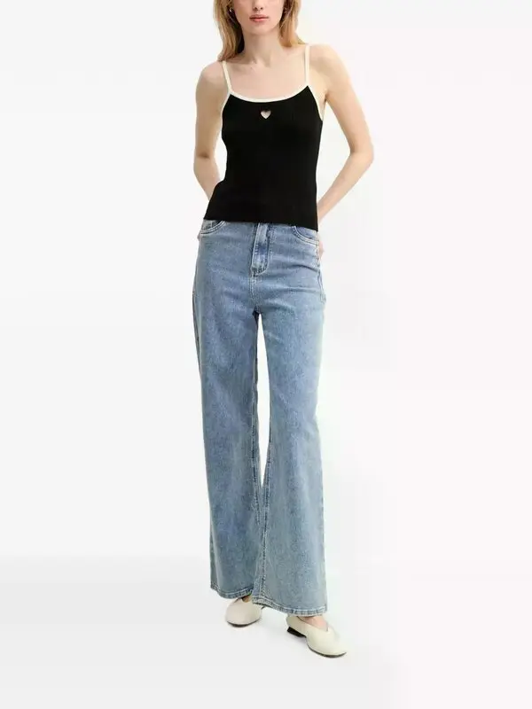 From Future Ribbed Heart Detail Spaghetti Strap Top