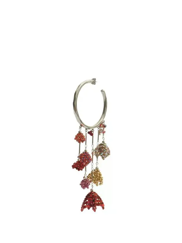 Isabel Marant Étoile Catalina Beaded Charm Single Hoop Earring - Silver