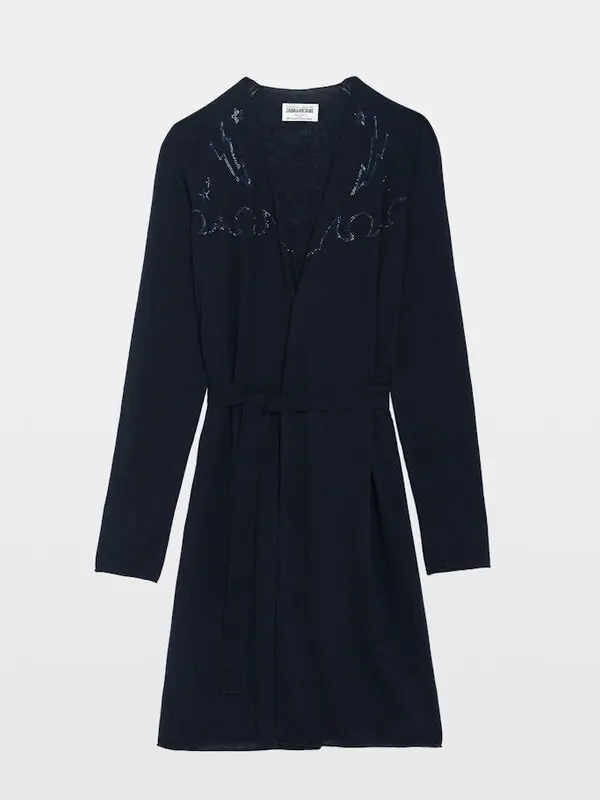 Zadig&Voltaire Daffyz Cashmere Cardigan With Rhinestone Embellishments - Encre