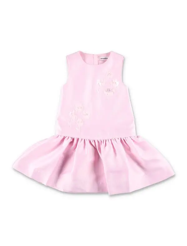 SELF-PORTRAIT Floral Embellished Taffeta Dress With Ruffled Hem - Rosa