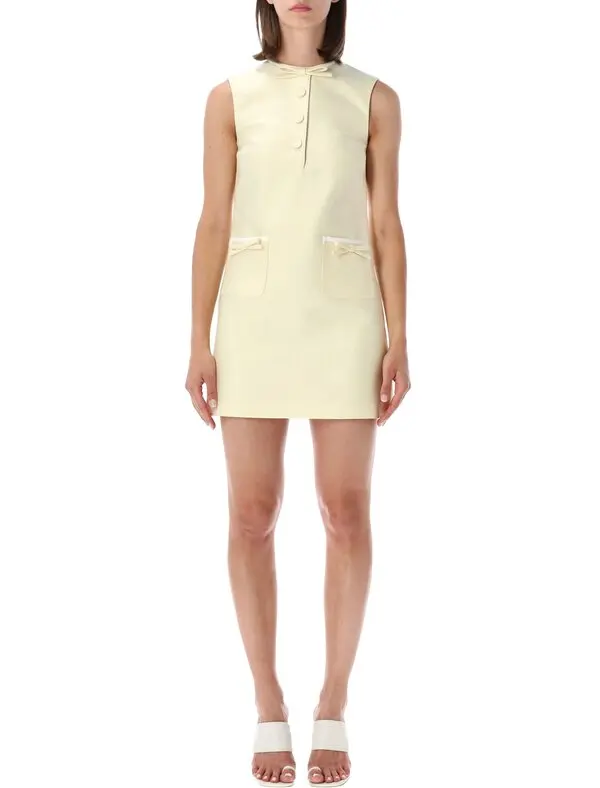 SELF-PORTRAIT Sleeveless Mini Dress With Bow Detail - Giallo