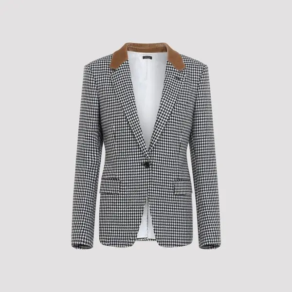TOM FORD Cashmere Single-breasted Houndstooth Blazer - Black