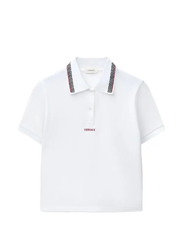 Versace Medusa Emblem Polo Shirt With Greek Motif - Bianco