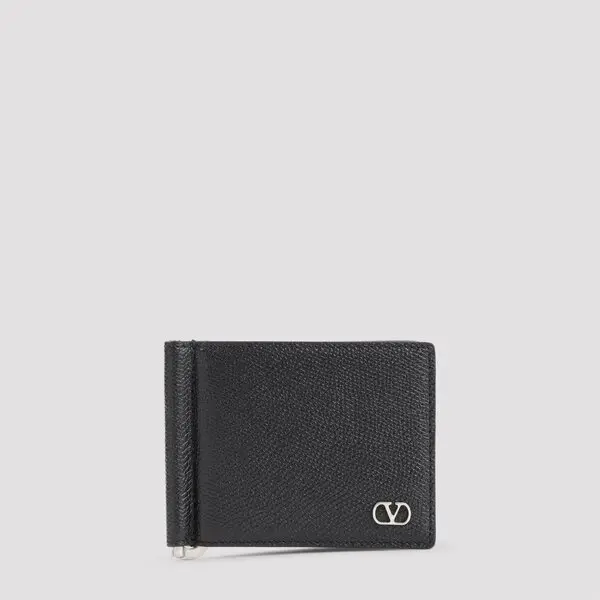 Valentino Garavani Bifold Wallet In 100% Gained Calf Leather - Black