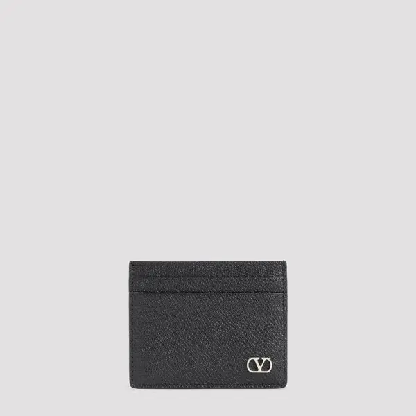 Valentino Garavani 10 X 8 X 0.5 Cm Grain Calf Leather Credit Card Case For - Black
