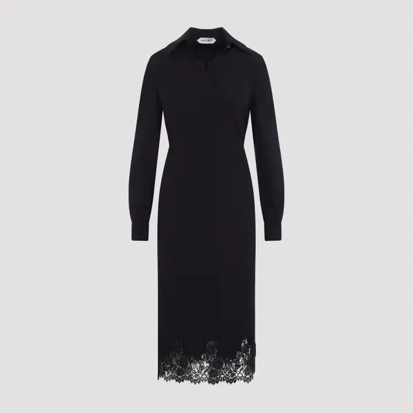 Alberta Ferretti Midi Dress With Lace Trim