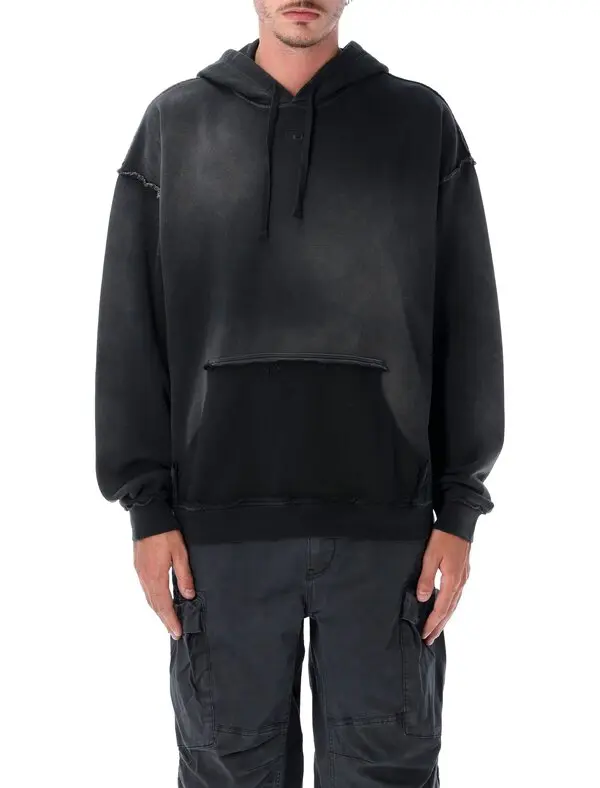 DIESEL® Distressed Cotton Hoodie With Logo Detail