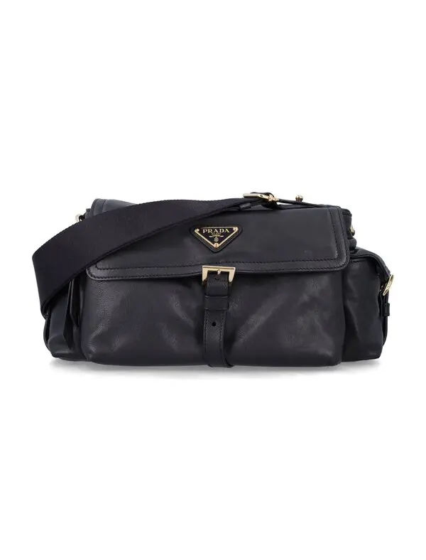 Prada Medium Leather Shoulder Bag - Nero