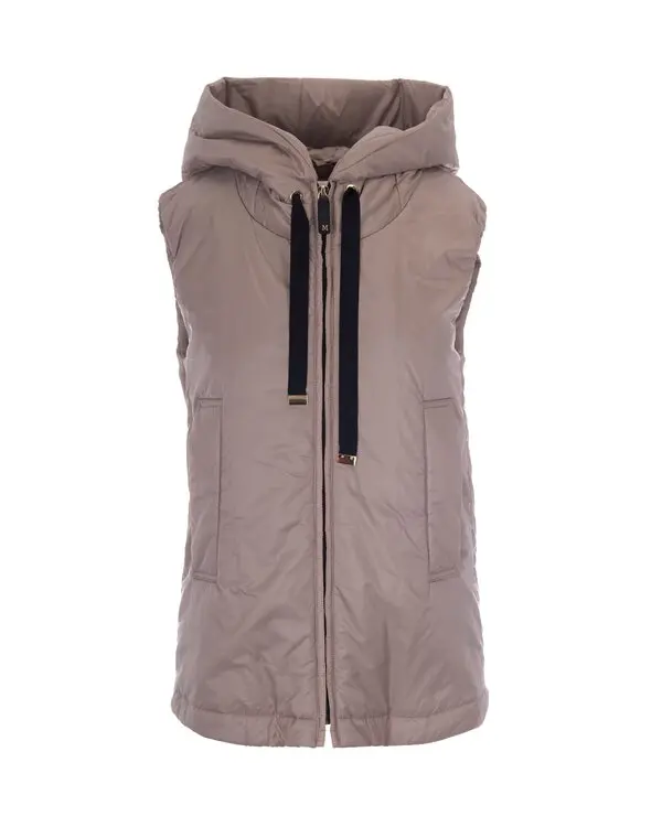 Max Mara Hooded Padded Quilted Vest - Beige