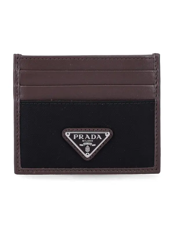 Prada Leather And Re-nylon Card Holder - Nero