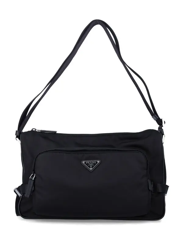 Prada Recycled Polyamide And Calf Leather Crossbody Bag - Nero