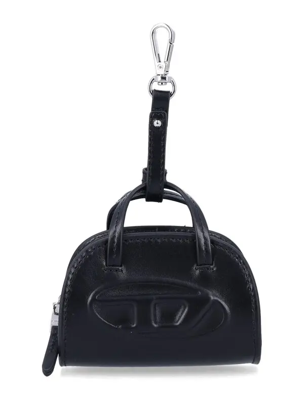 DIESEL® Leather Oval D Logo Coin Pouch Mini Handbag - Nero
