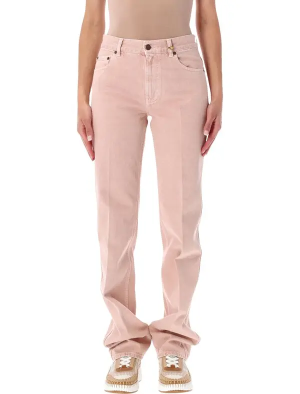 Chloé Straight-leg Organic Cotton Jeans With Washed Finish And Contrast Stitching