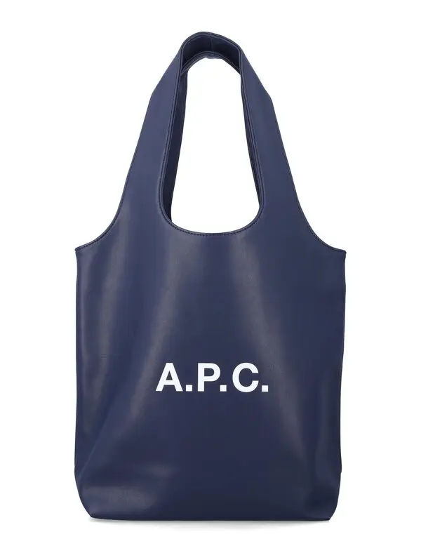 A.p.c. Mini Structured Top-handle Tote Bag With Logo - Blu