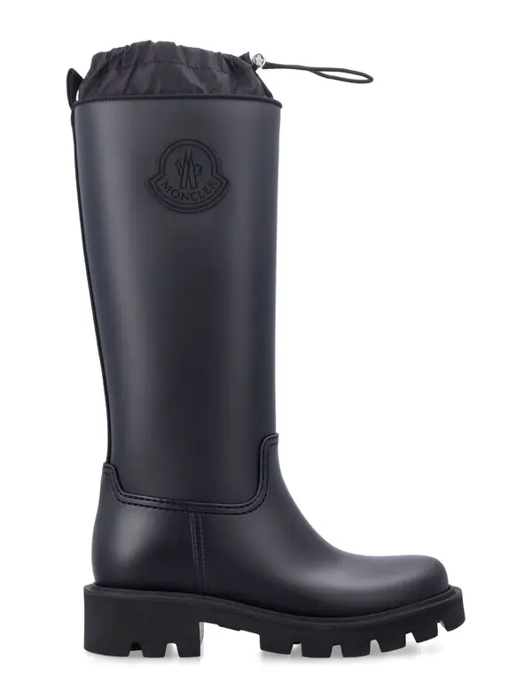Moncler Knee-high Waterproof Boots With Drawstring Fastening - Nero