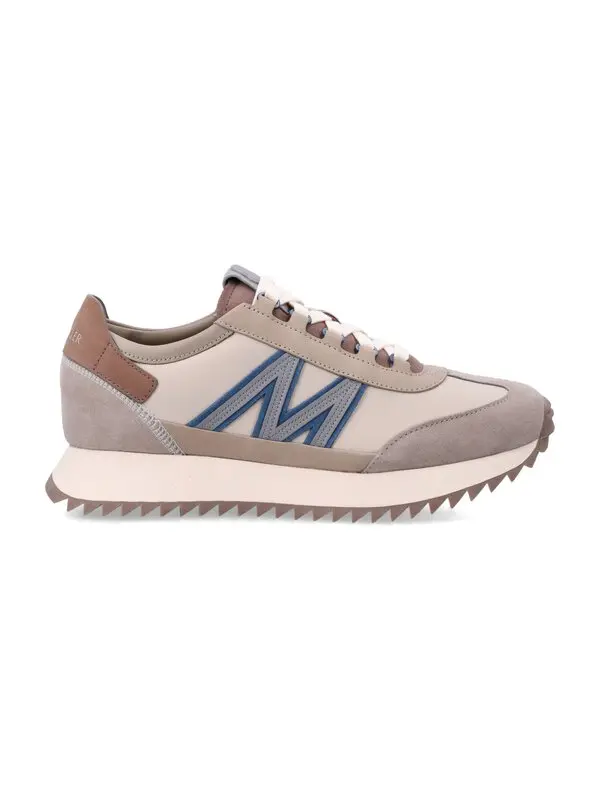 Moncler Monogram-embellished Leather And Nubuck Sneakers With Serrated Tr Sole - Beige