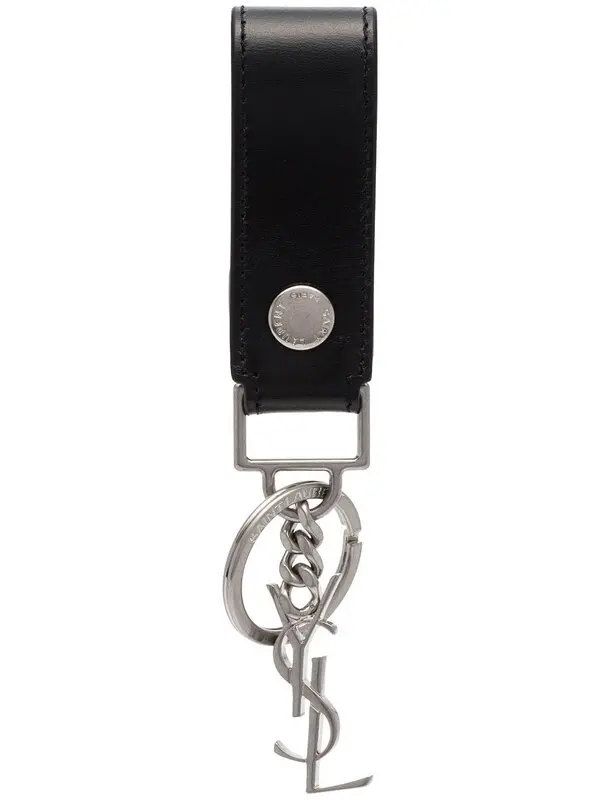 Saint Laurent Leather Strap Logo Charm Keyring Attachment - Black