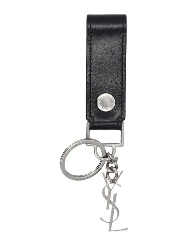 Saint Laurent Leather Strap Logo Charm Keyring Attachment - Nero
